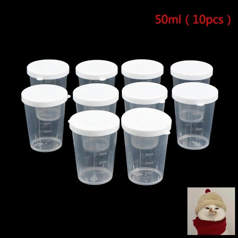 (10 продано) 50 мл пластиковый мерный стакан с крышкой