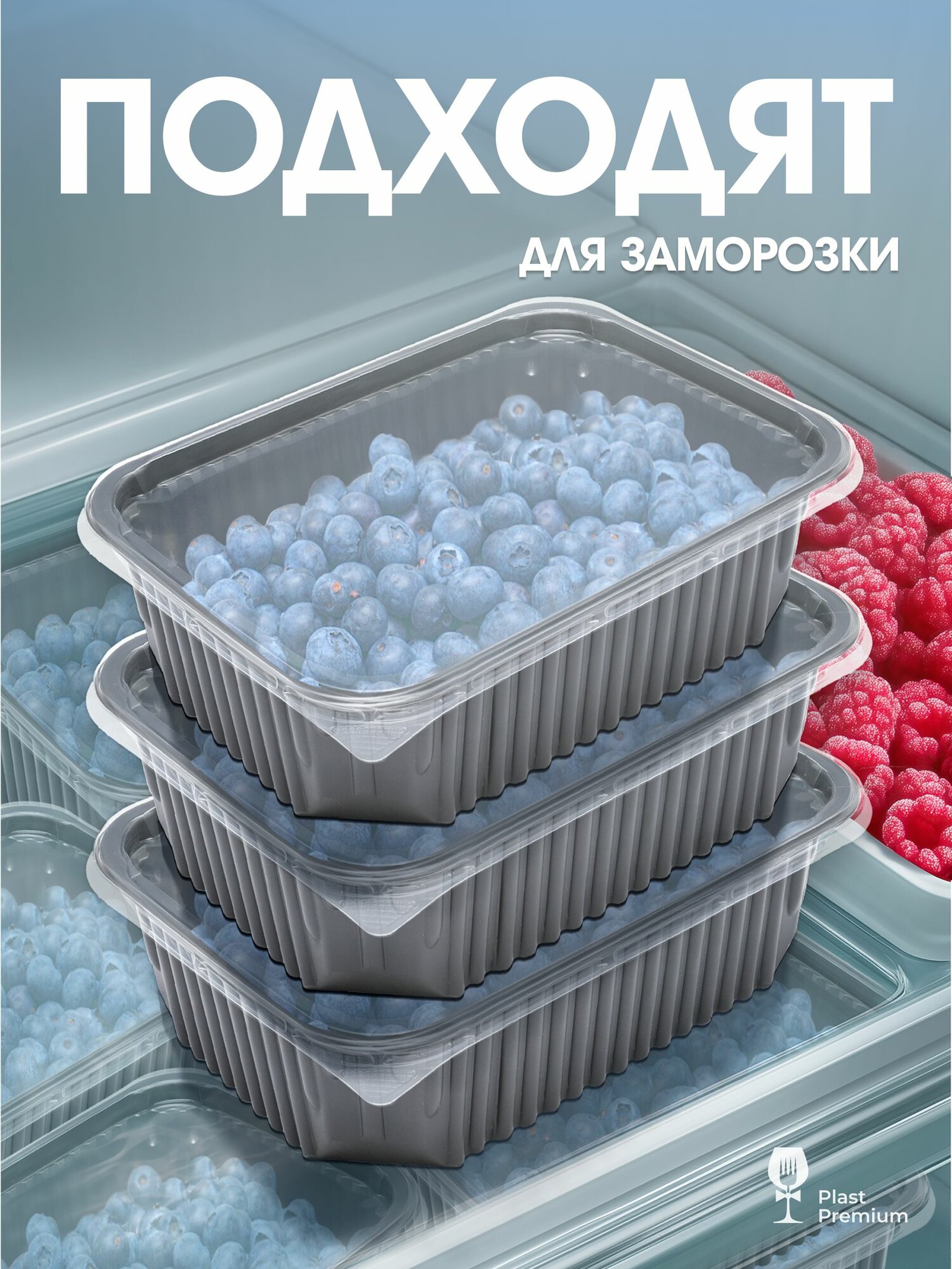 Контейнеры одноразовые с крышкой 750 мл 30 шт для еды и заморозки ягод, пластиковые