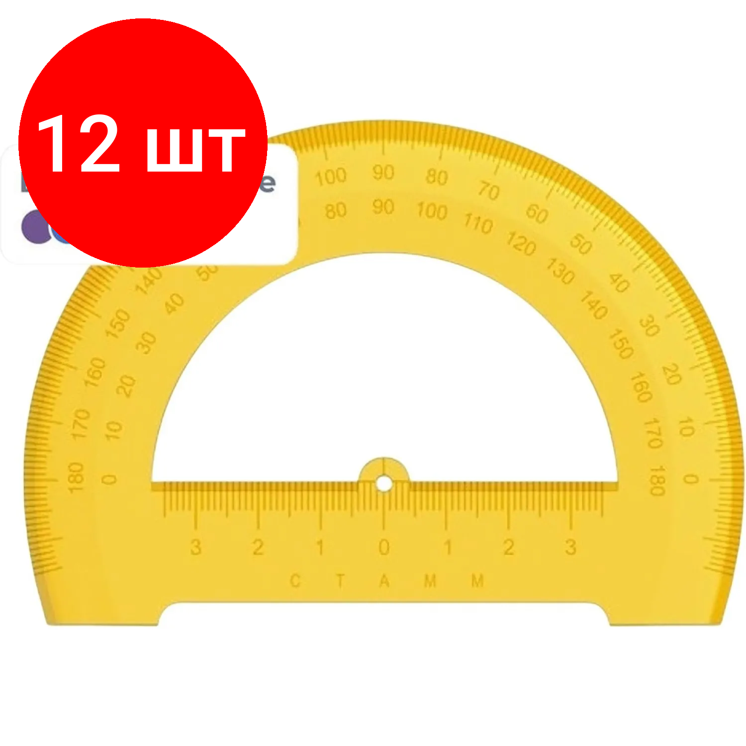 Комплект 12 штук, Транспортир 12см, NEON   Cristal  цвет ассорти ТР-31