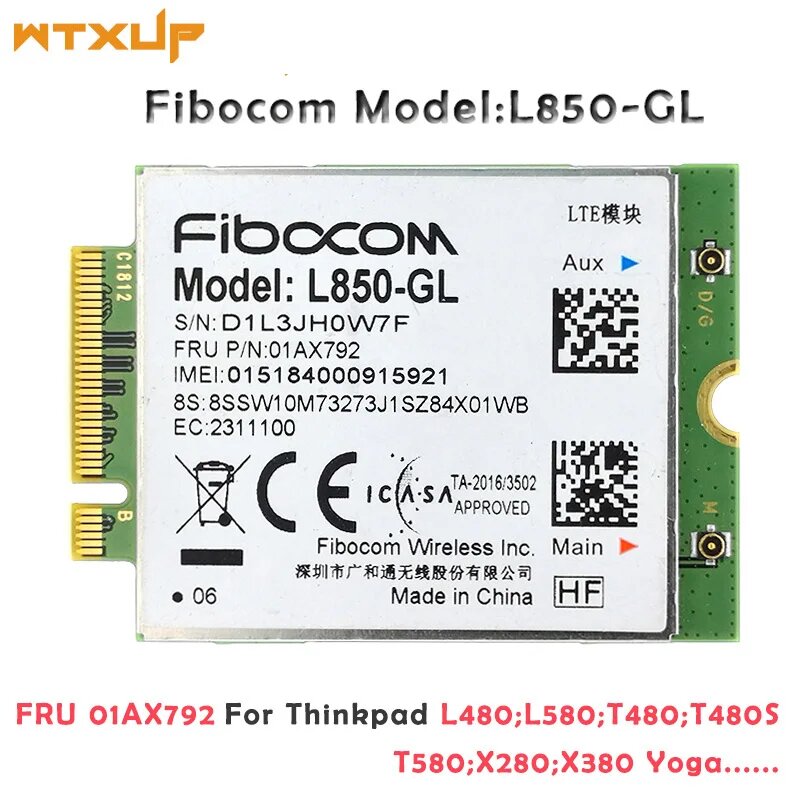 WTXUP Fibocom L850-GL 4G LTE карта памяти для Lenovo