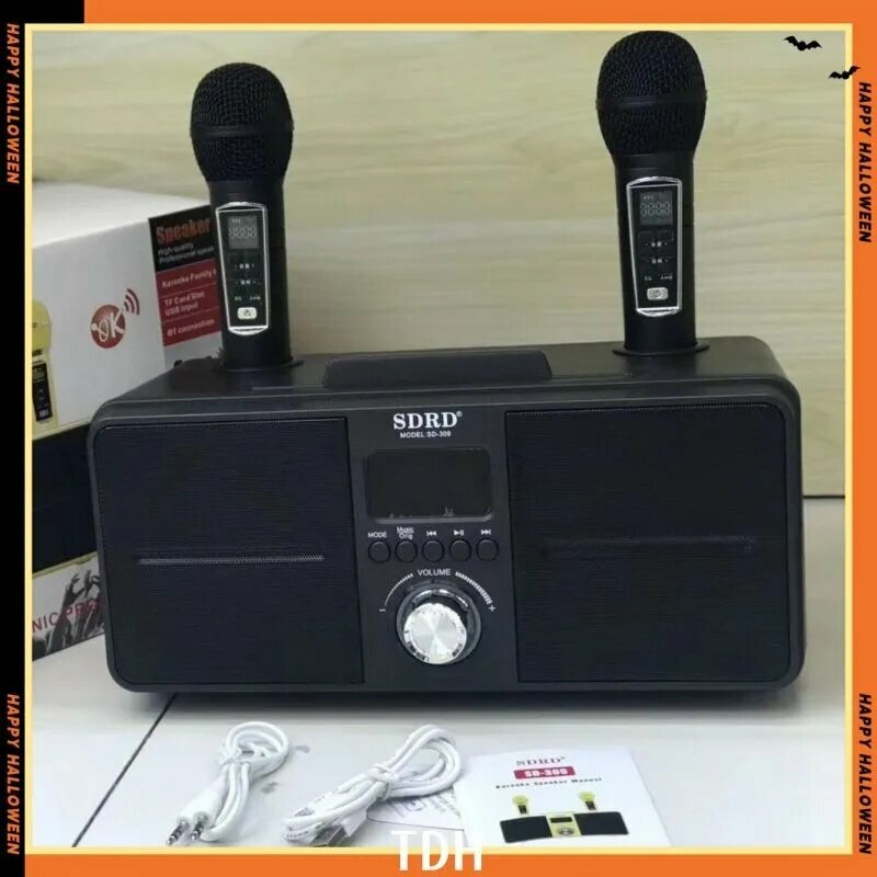 Караоке система SDRD с двумя микрофонами, с функцией Bluetooth и USB разъемом SD309