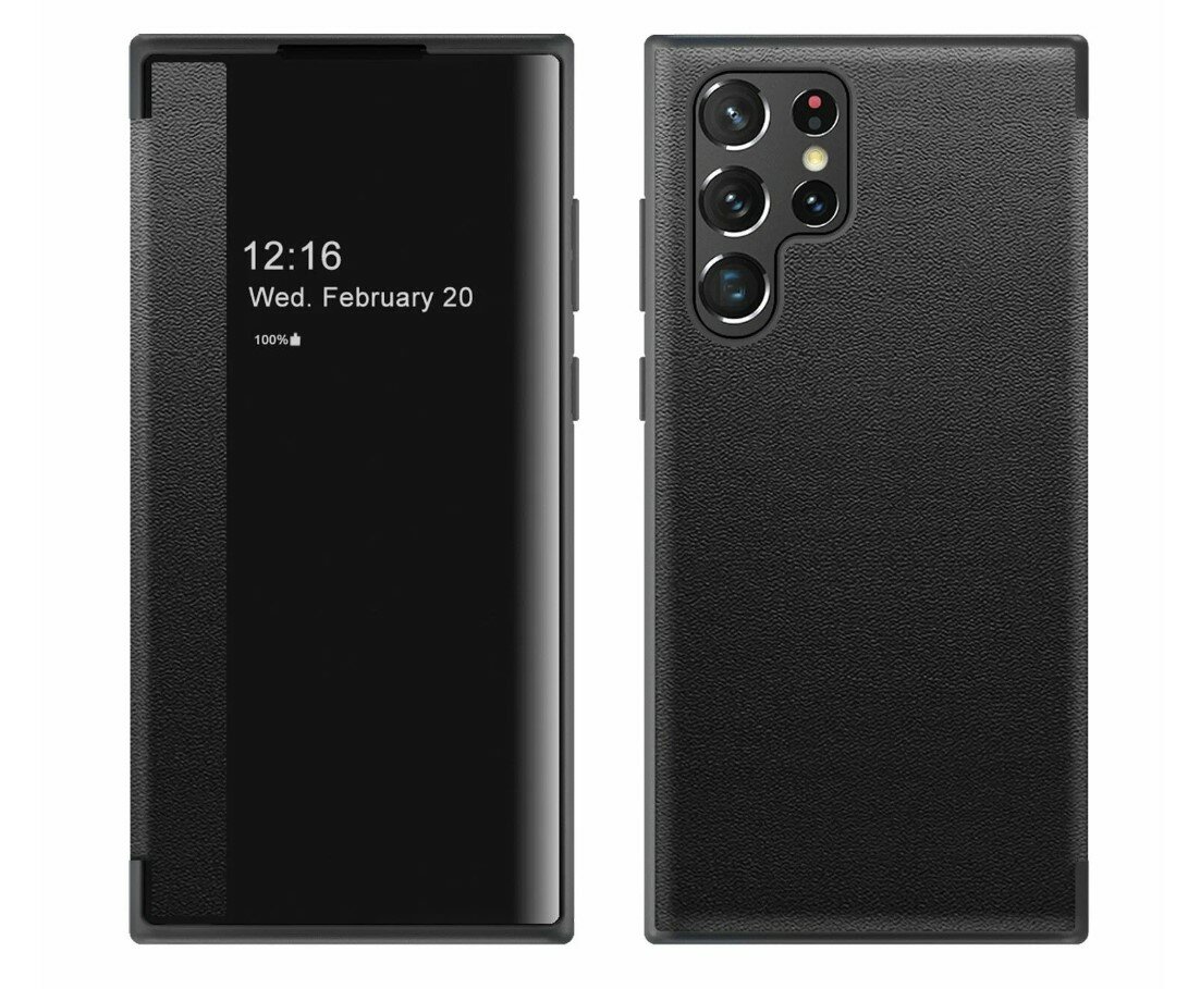 Чехол-кейс MyPads Finestra laterale для Samsung Galaxy S23 с боковым окном водоотталкивающий черный