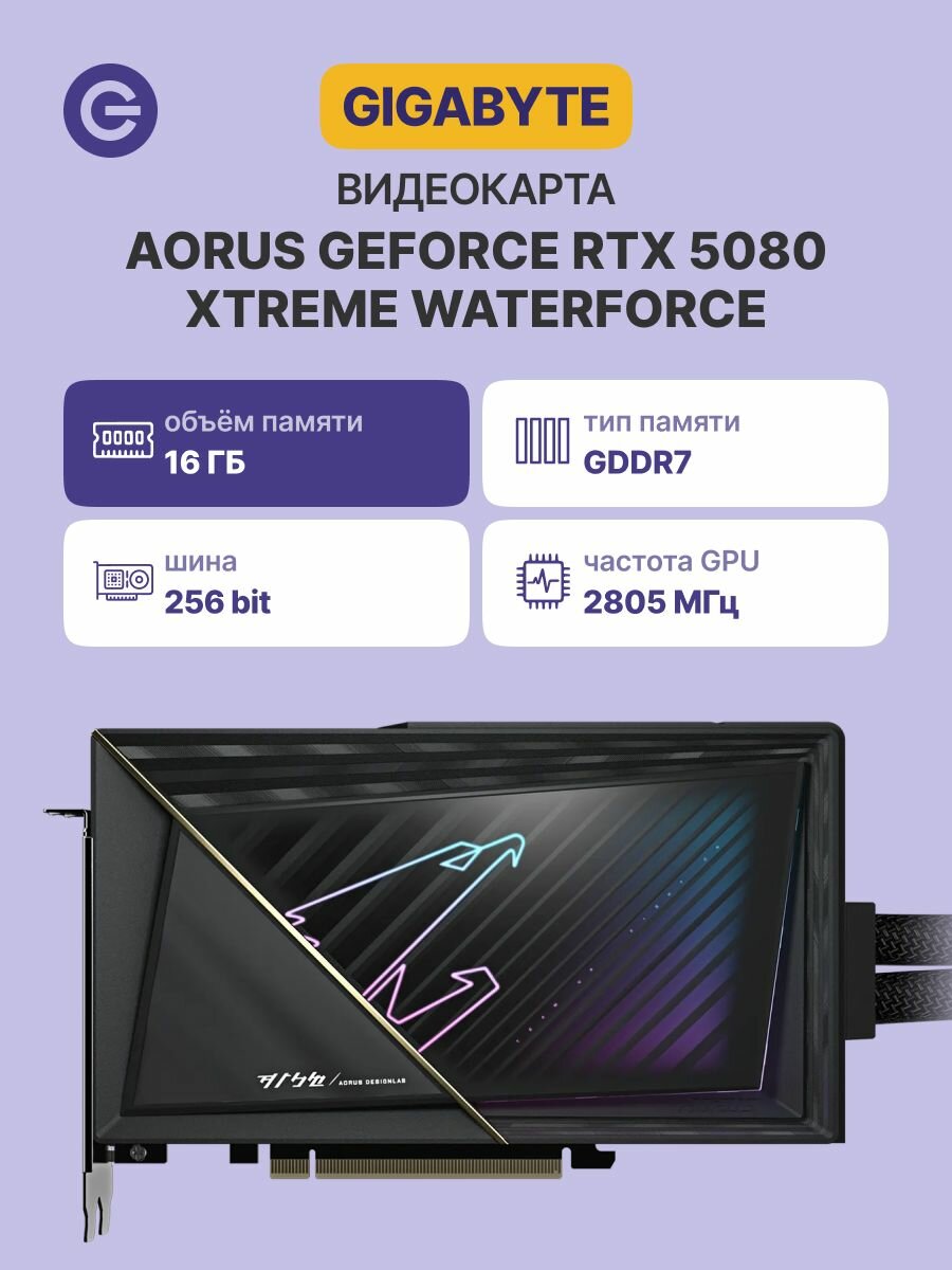 Видеокарта GIGABYTE GeForce RTX 5080 Aorus Xtreme WaterForce 16G (GV-N5080AORUSX W-16GD)