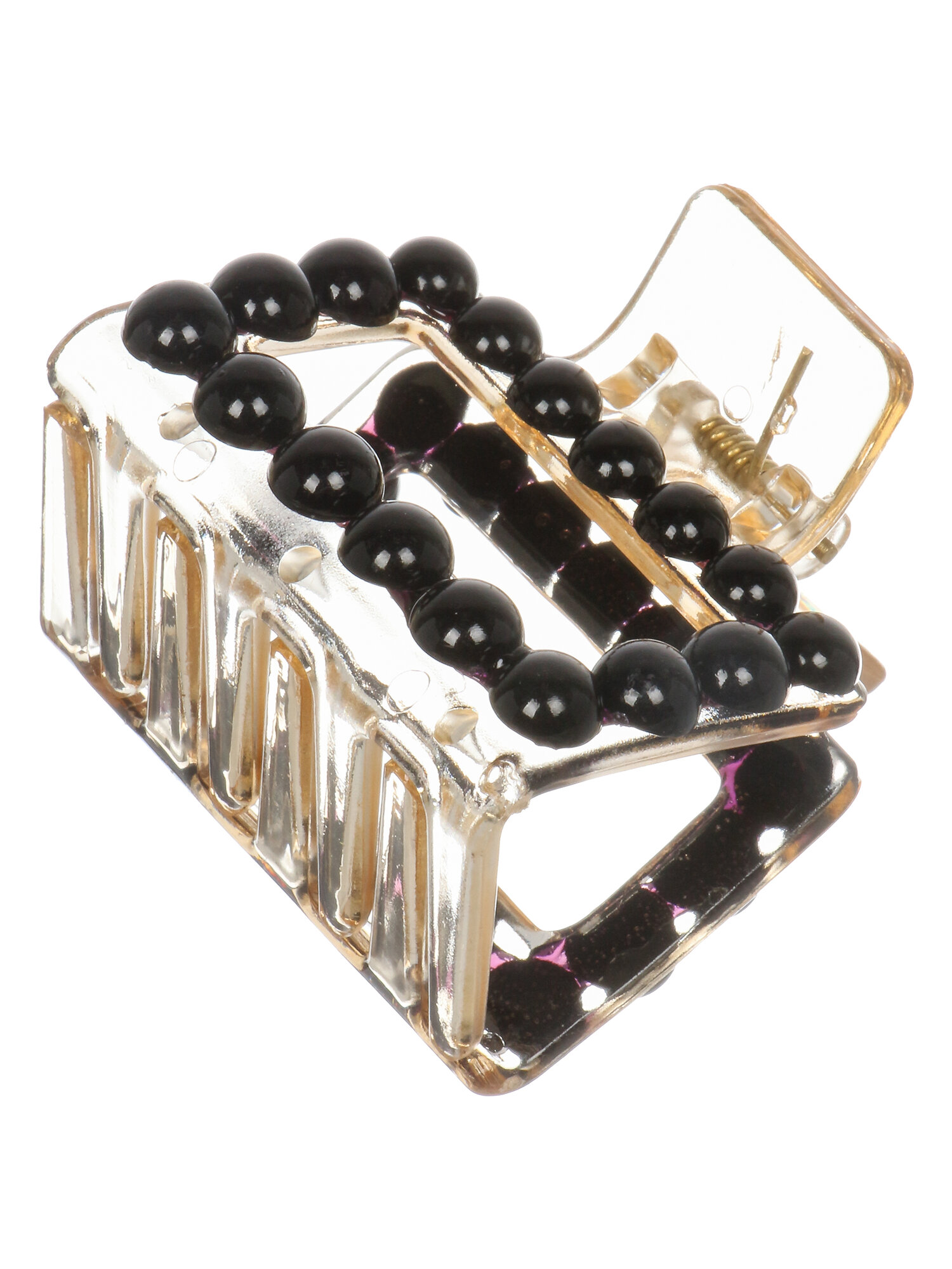 Заколка-краб для волос квадратная с черным жемчугом 5 см, стильный аксессуар для причесок и ежедневного ухода A110110