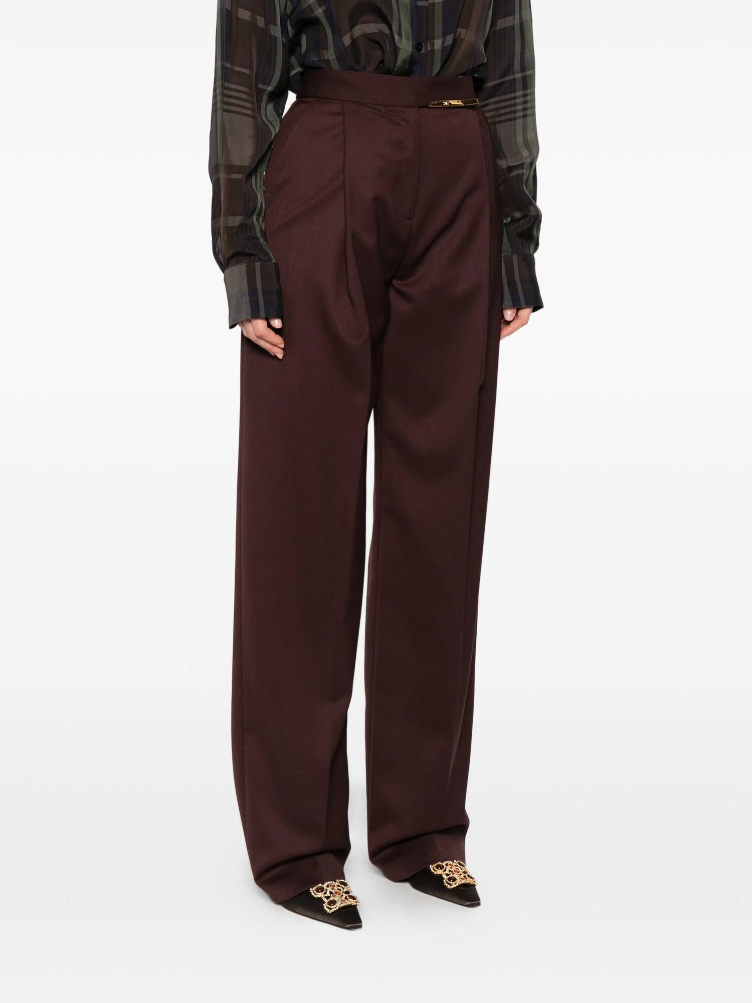 Брюки Elisabetta Franchi Pleated-front tailored trousers, размер 42 — фото 1