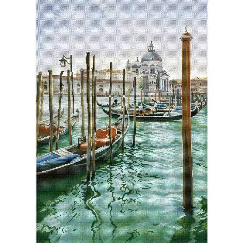 Набор для вышивки крестом Dahlia Канальный пейзаж 18CT white canvas