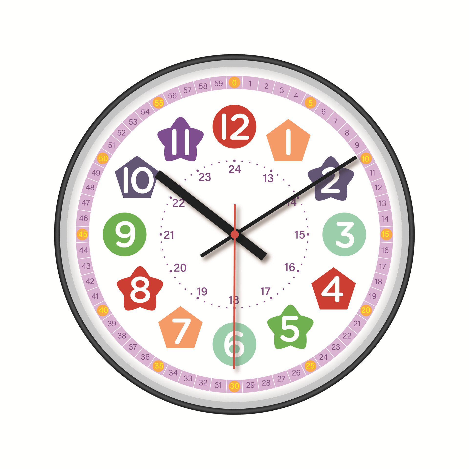 Детские обучающие настенные часы для раннего развития 12inch года, мультяшные бесшумные часы, декоративные часы для дома и спальни, часы для учеников начальной школы