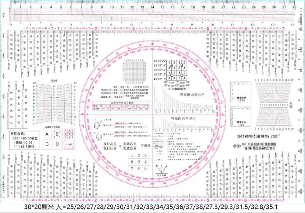 Новая модель 23, тип карты, универсальная линейка для чтения, линейка для топографии, многофункциональная линейка для полевых работ, линейка для координат карты 1: 50k