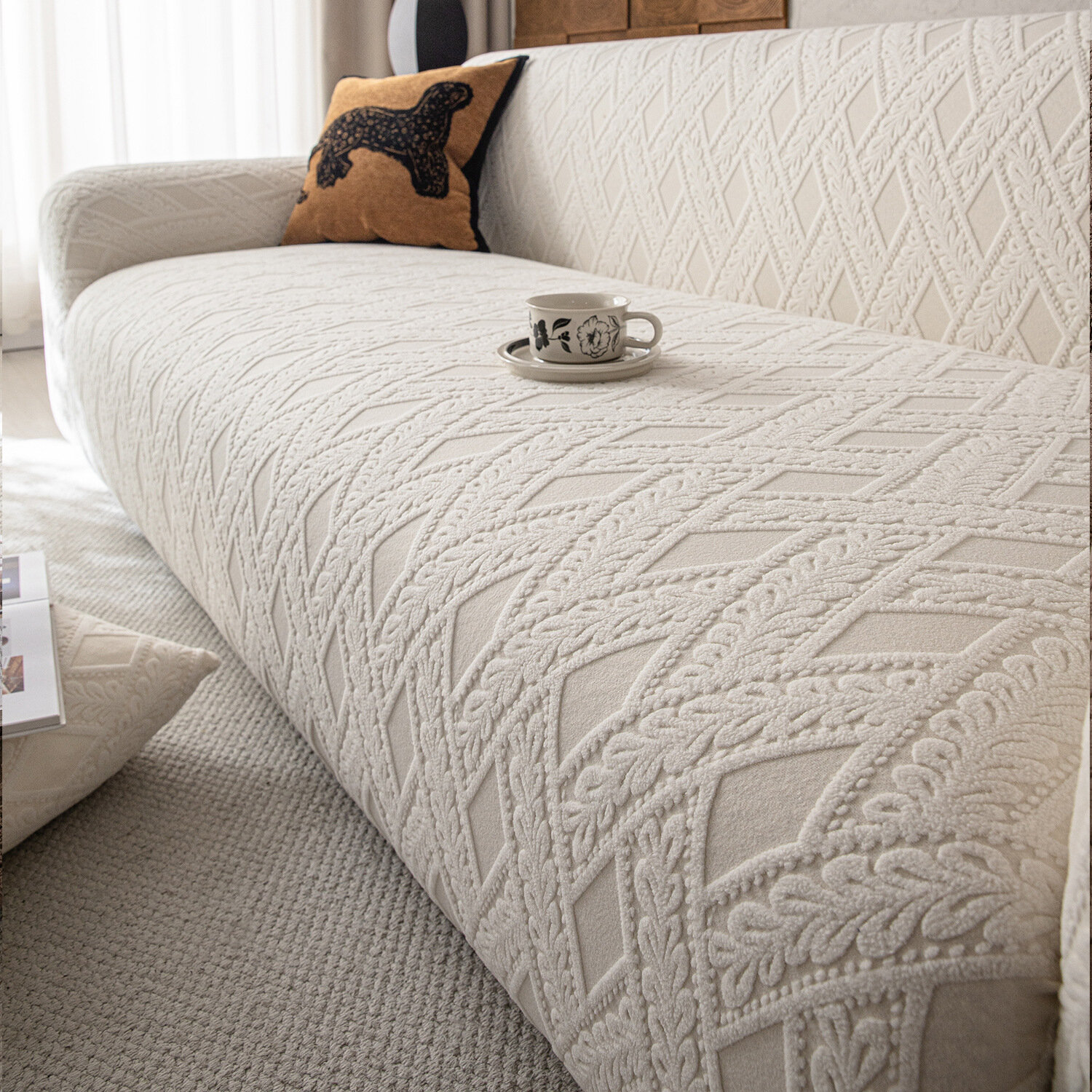 Чехол для дивана из жаккардового бархата 2026 года, новая модель, универсальный, растягивающийся, полный обхват, нескользящий, универсальный чехол для дивана