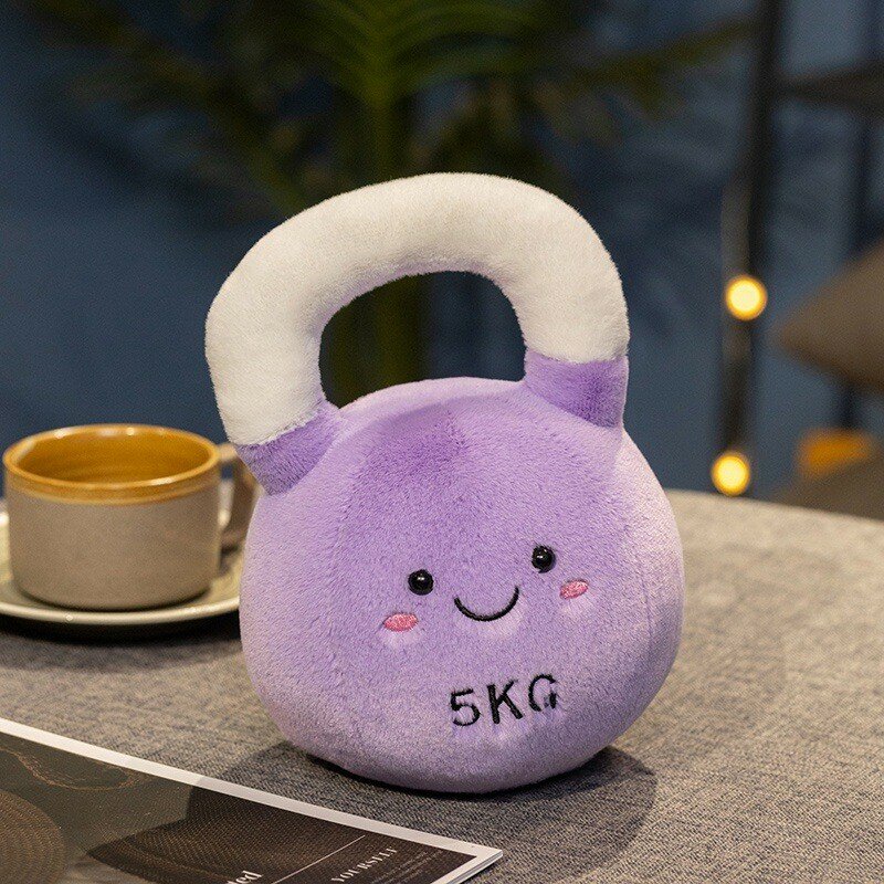 Charming stuffed kettlebell and dumbbell toys ideal for fitness gifts and decorations purple kettlebell