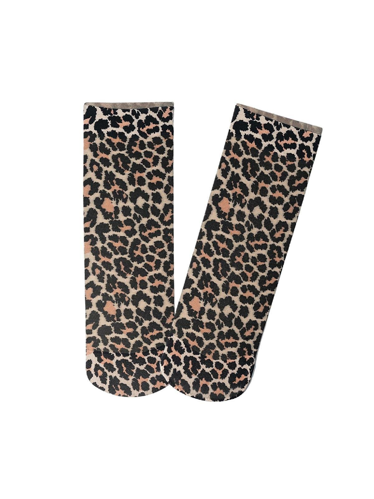 Женские короткие колготки с принтом змеиной кожи, Леопардовый принт