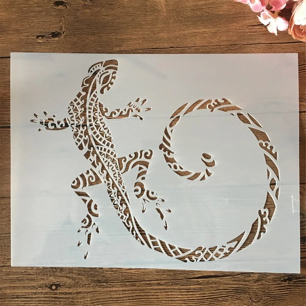 Трафарет ящерица, мандала, 35*26 см, цвет A