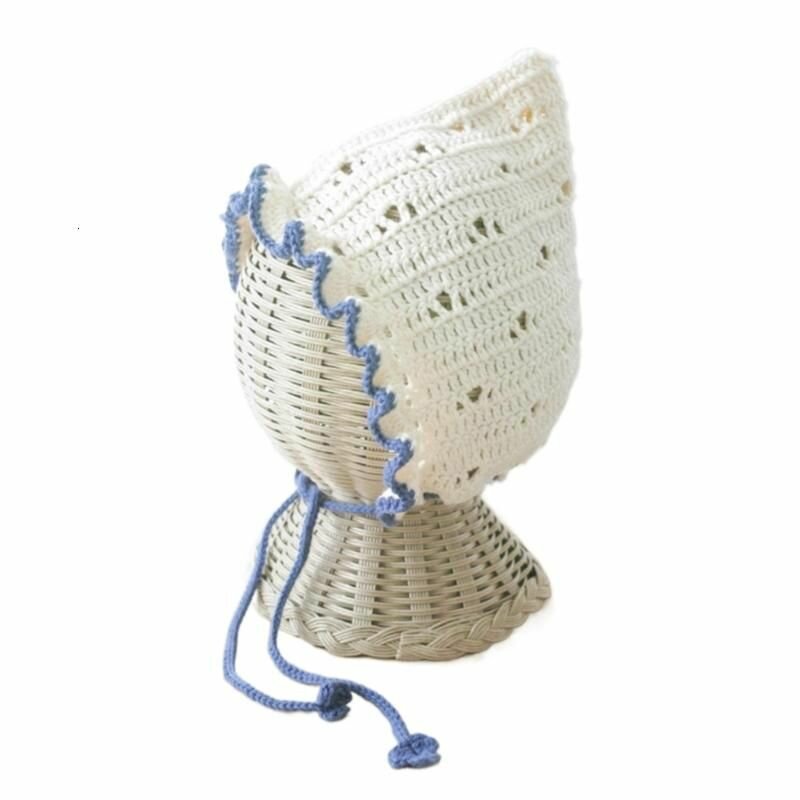 Вязаная кружевная шапочка для малышей с регулируемыми завязками, модная шапка с ушками, теплый и милый головной убор для девочек, - Стиль 2