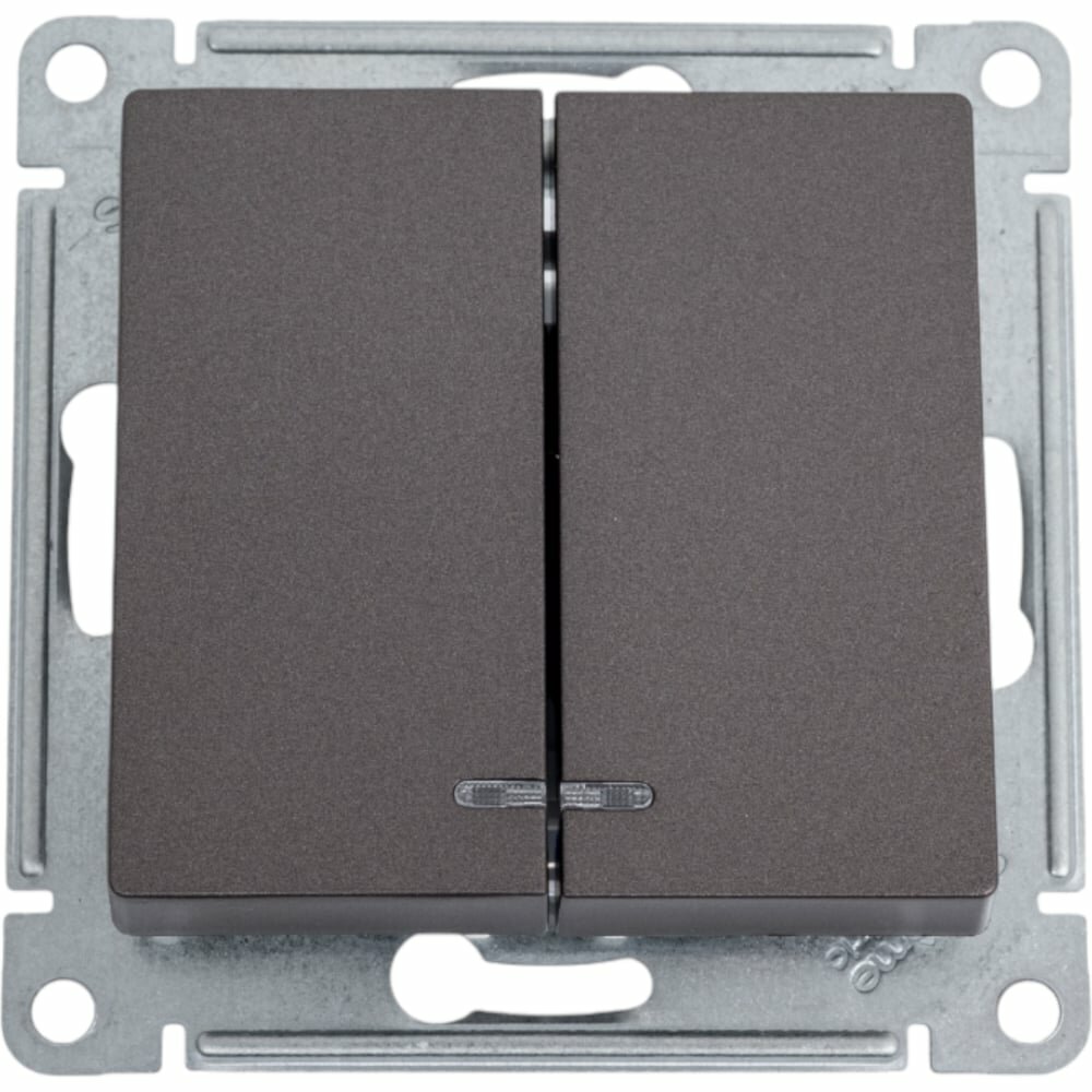 Механизм выключателя 2-клавишный Systeme Electric (Schneider Electric) ATLAS DESIGN с подсветкой сх.5а 10АХ мокко 1240377 ATN000653