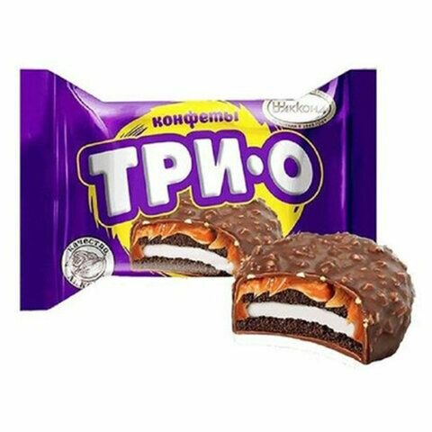 3 шт. Конфеты шоколадные акконд "Трио" с печеньем, карамелью и вкусом пломбира, 500 г, 102181205360001