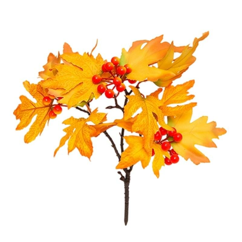 Искусственные кленовые листья, шишки, ягоды для домашнего декора, Желтый