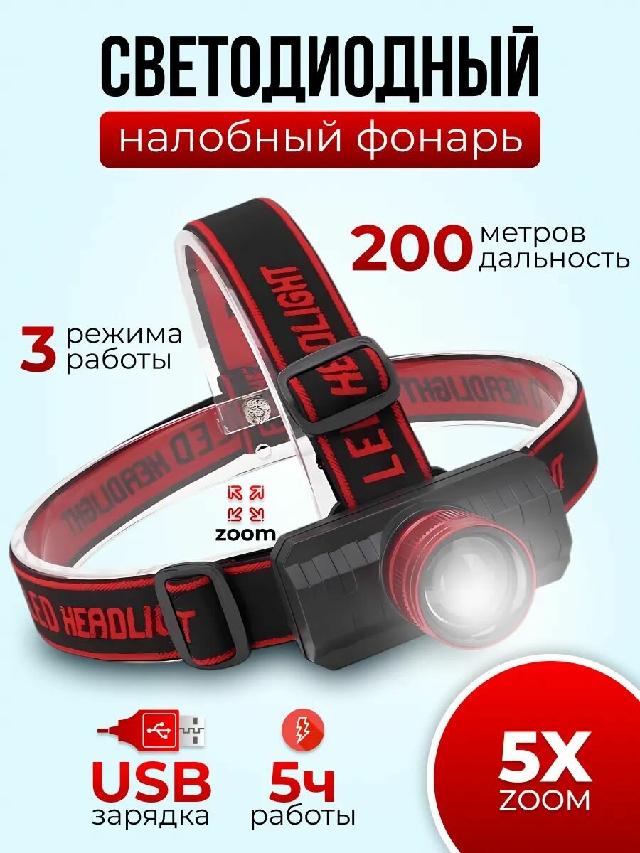 Светодиодный налобный фонарь