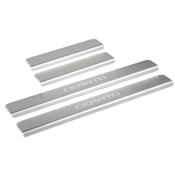 Накладки на пороги Rival для Kia Cerato IV 2018-н. в, нерж. сталь, с надписью, 4 шт. (NP.2814.3)