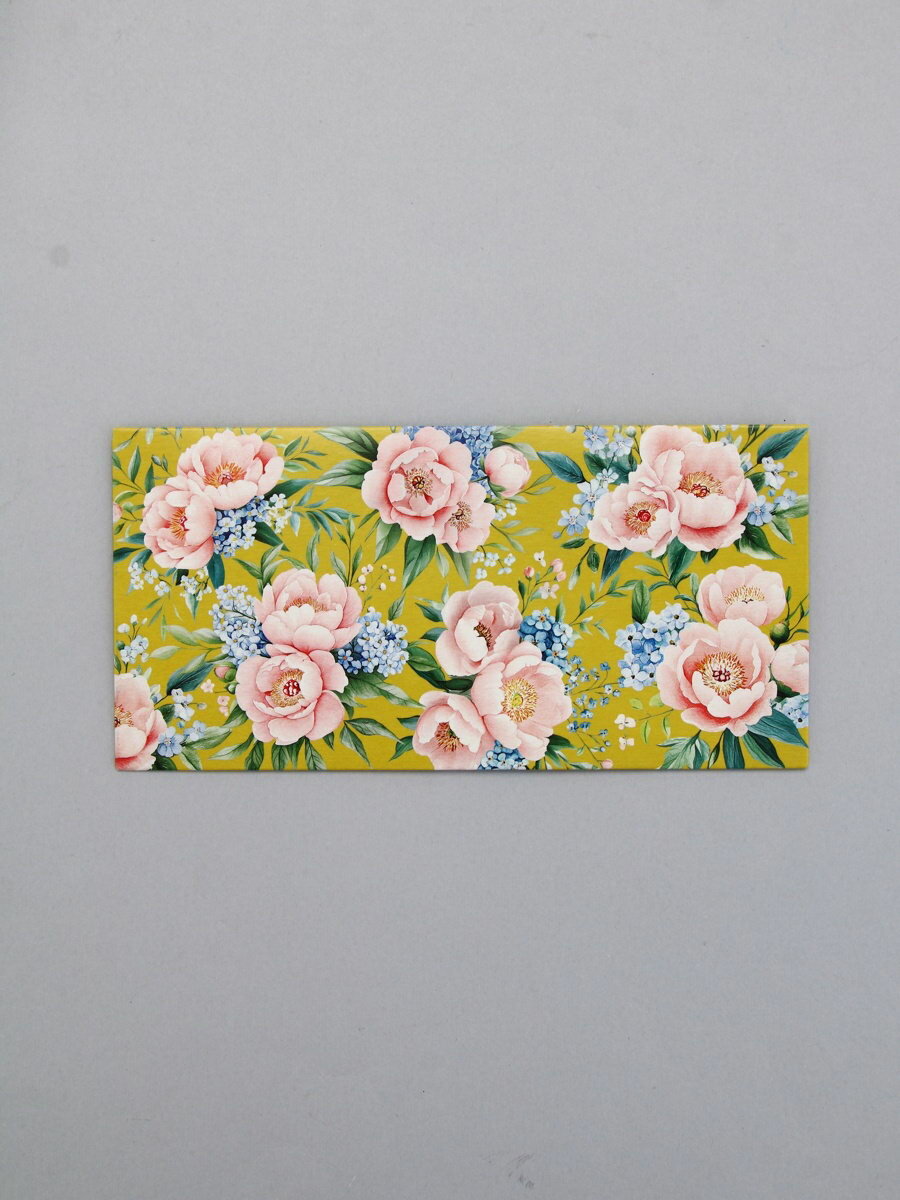 Конверт для денег "Цветы", жёлтый, 16.5 x 8 см, размер упаковки: 16.5 x 8 x 0.1 см, 10 шт.