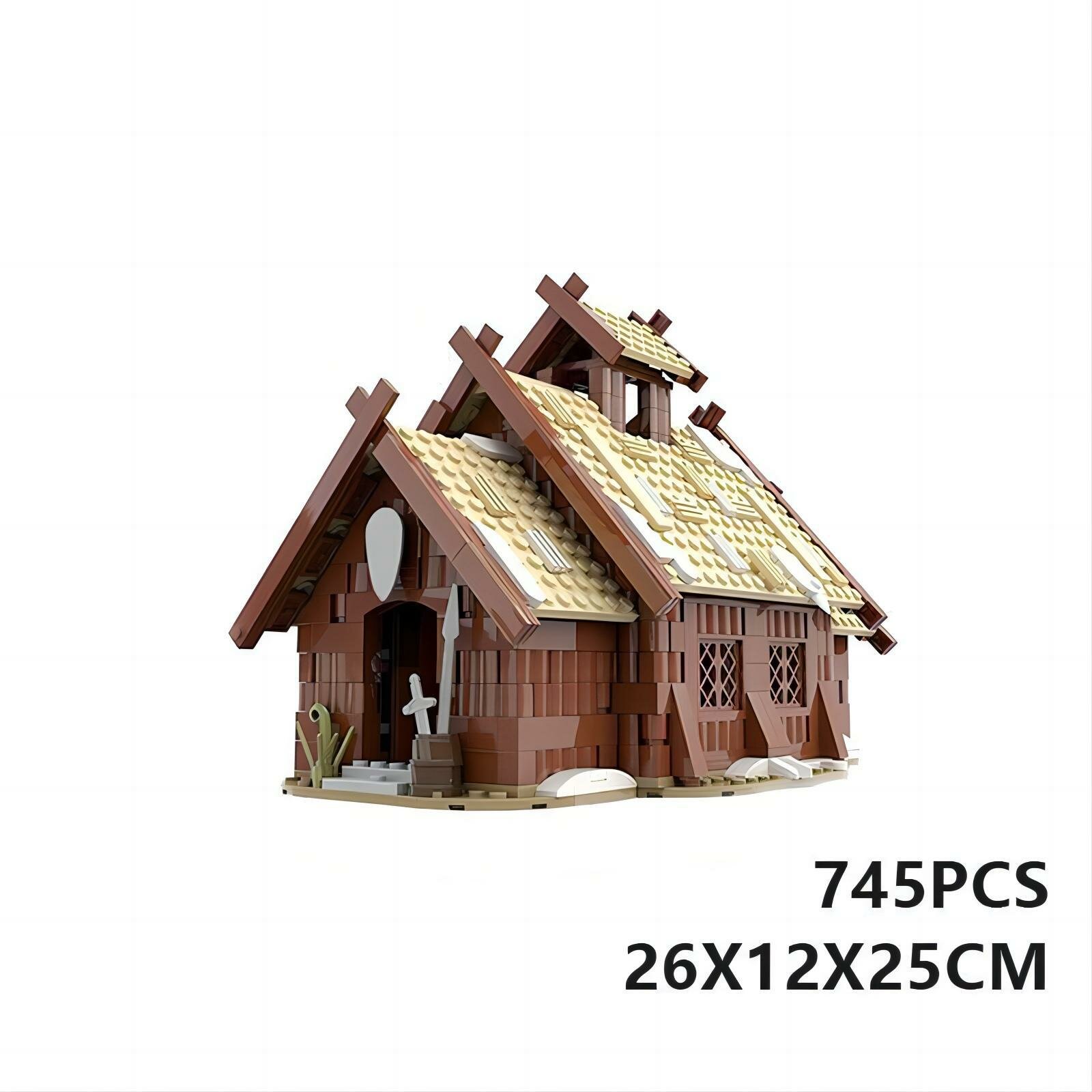 MOC-96080 креативная деревня викингов Mead Hall, собранная из мелких частиц игрушечная модель строительного блока
