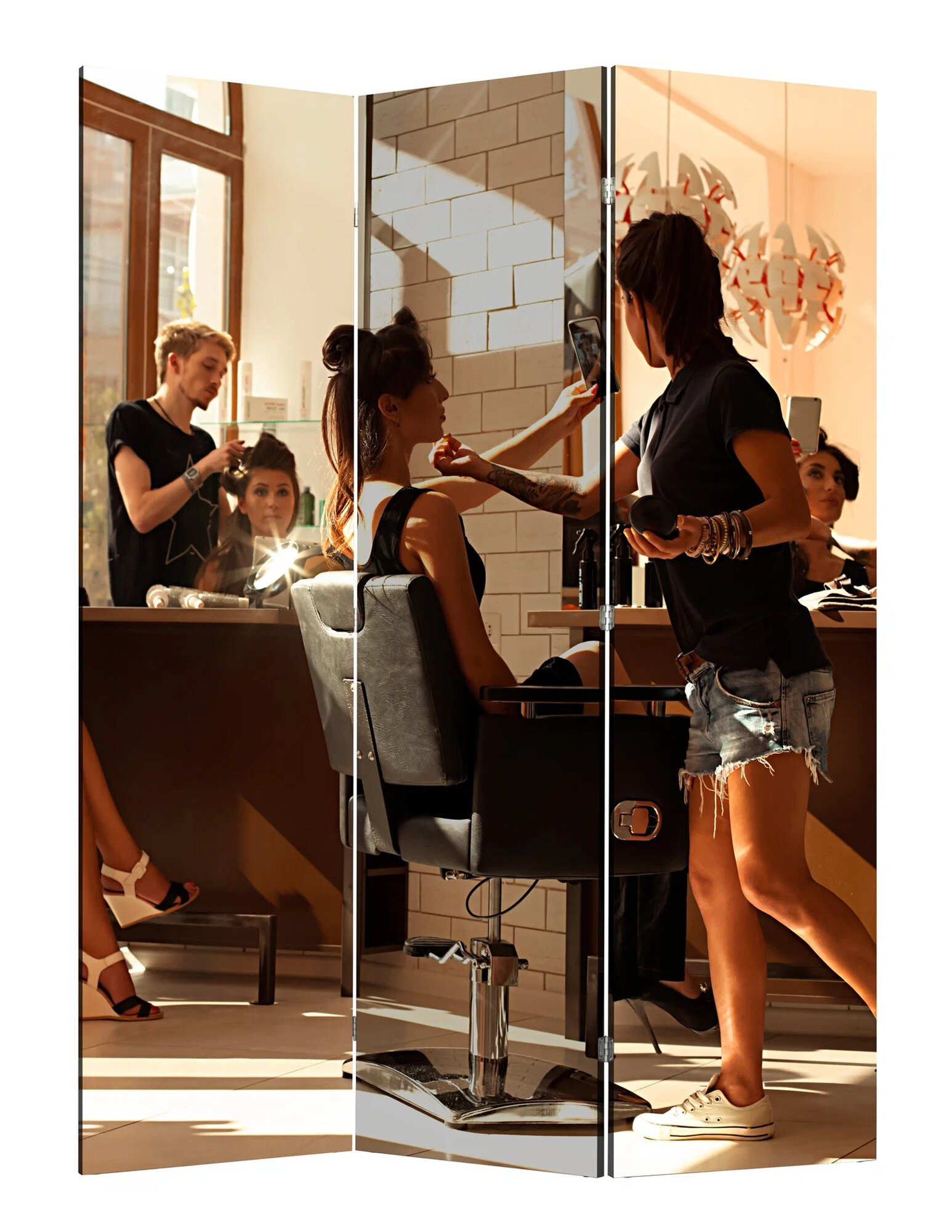 ПВХ ширма перегородка для зонирования Салон красоты - 3, размер 177х141/47 см