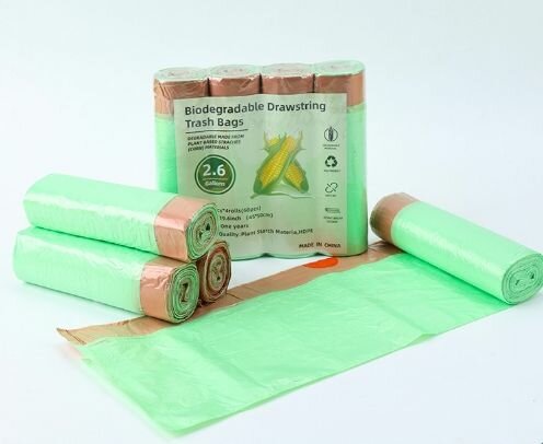 Мешки для мусора полностью БИОразлагаемые 60шт 20л 50*45см зеленые с завязками