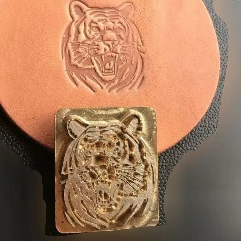 Латунное клише для тиснения кожи / Голова тигра