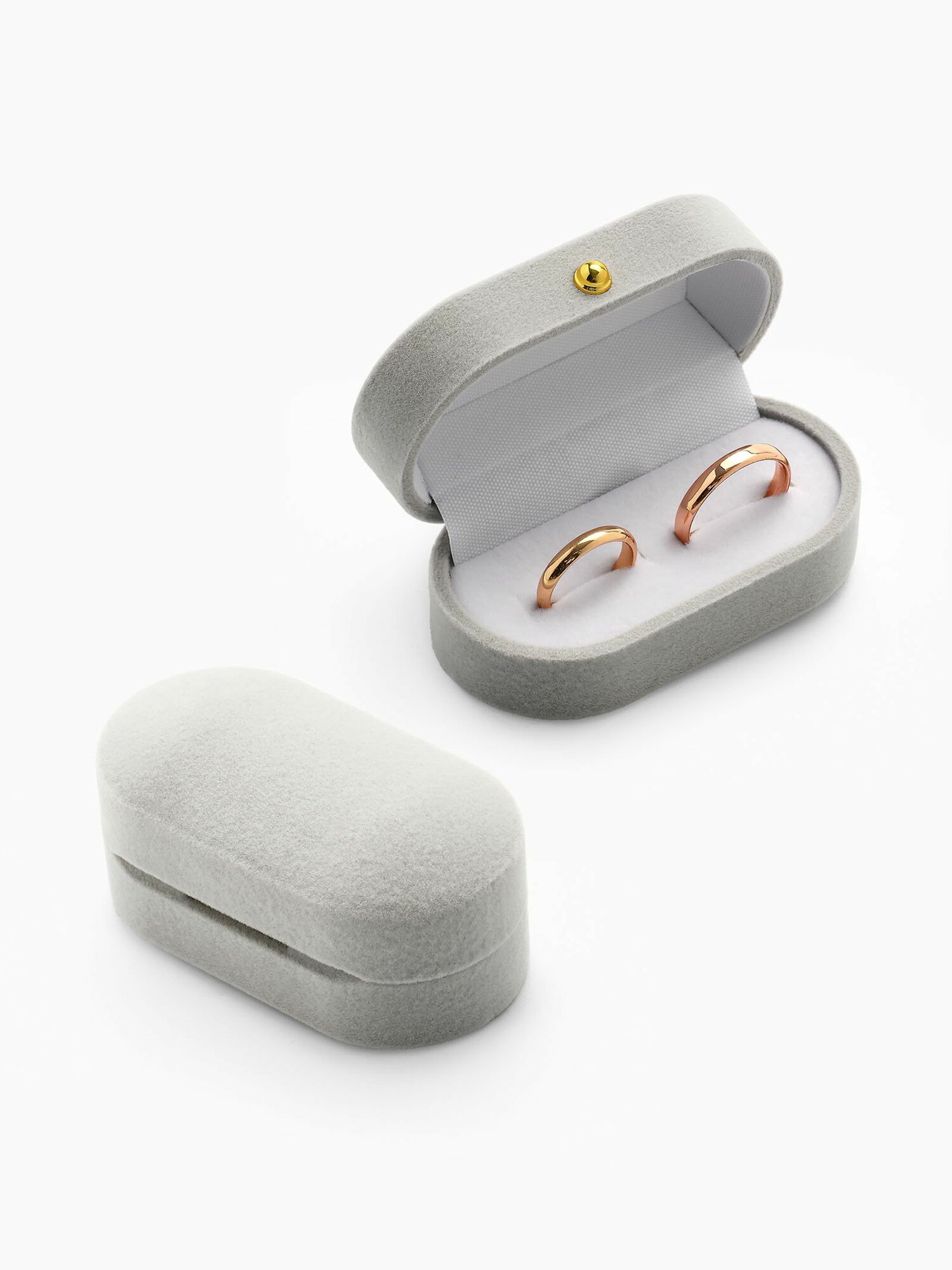 Футляр под серьги, кольца, "Овал вытянутый", бархатный, 7.5x4x3 см, серый