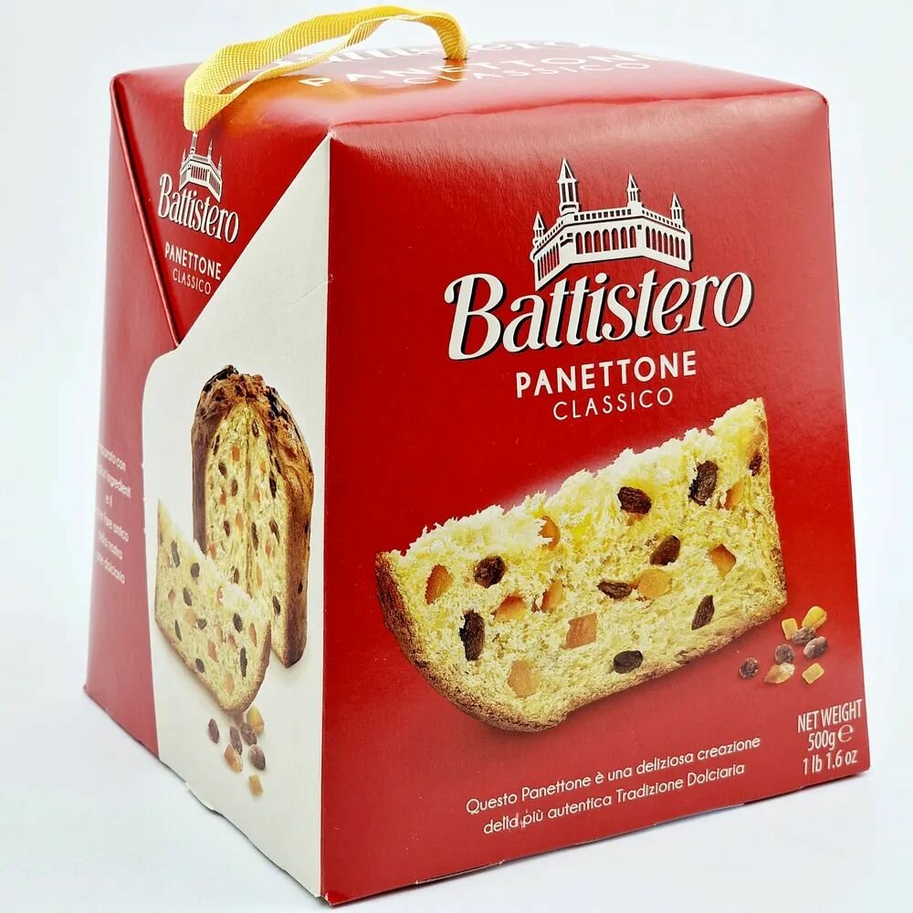 Панеттоне(кулич) BATTISTERO с изюмом и цукатами на сливочном масле 500г