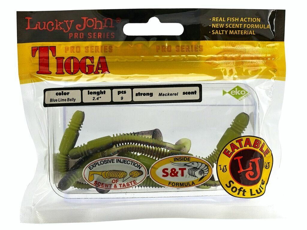 Виброхвосты "съедобные" Lucky John Pro Series TIOGA 2.4in (6,2 см), цвет T53, 9 шт. / силиконовые приманки для рыбалки