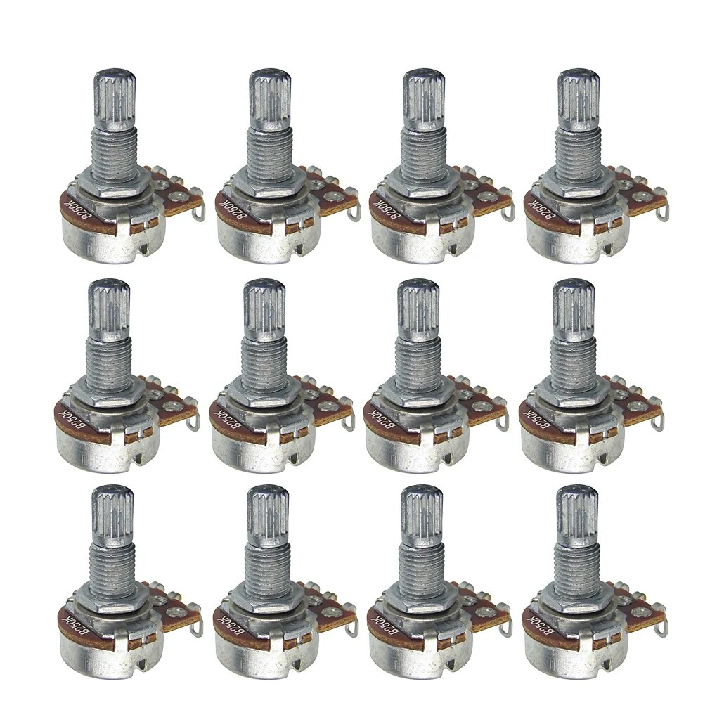 FLEOR Потенциометр для гитары B250K Long Shaft, 12 шт.