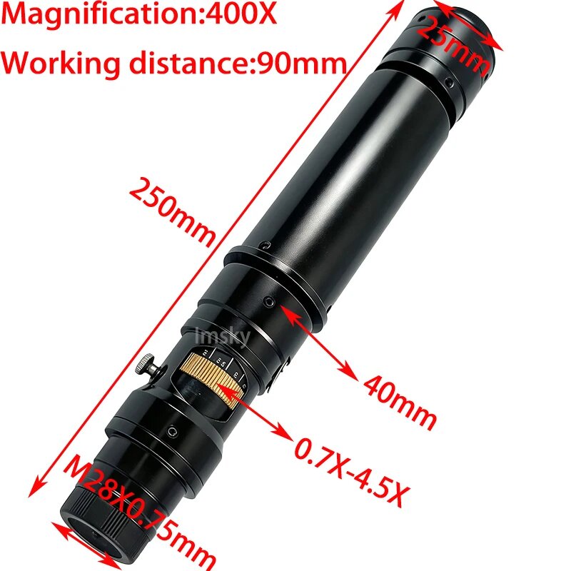 Объектив для микроскопа 0.7X-4.5X, 400X, 90мм