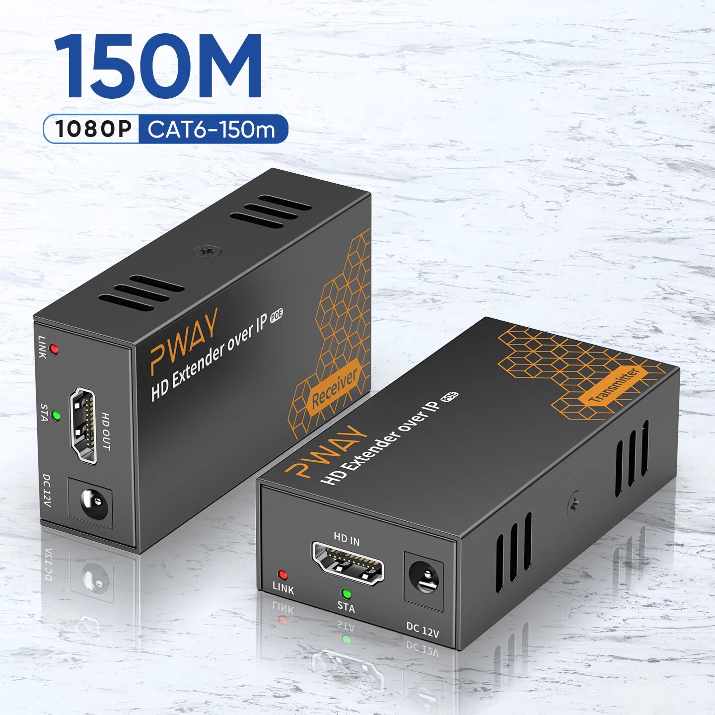 Удлинитель HDMI PWAY POE до 150 м 1080P60HZ Only RX, AU Plug