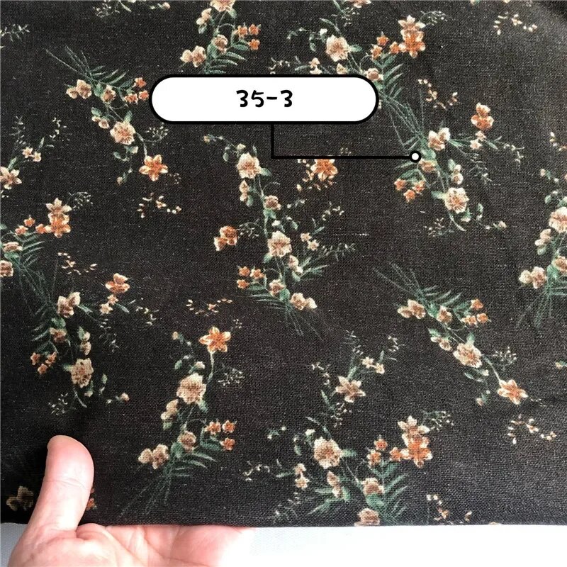 Хлопковая и льняная ткань с цветочным принтом 145 см 35-3