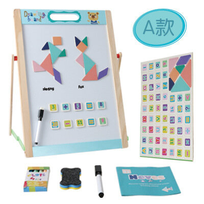 Детская деревянная игрушка: многофункциональная магнитная портативная доска для рисования, двусторонняя маленькая доска для рисования и рисования карандашом.