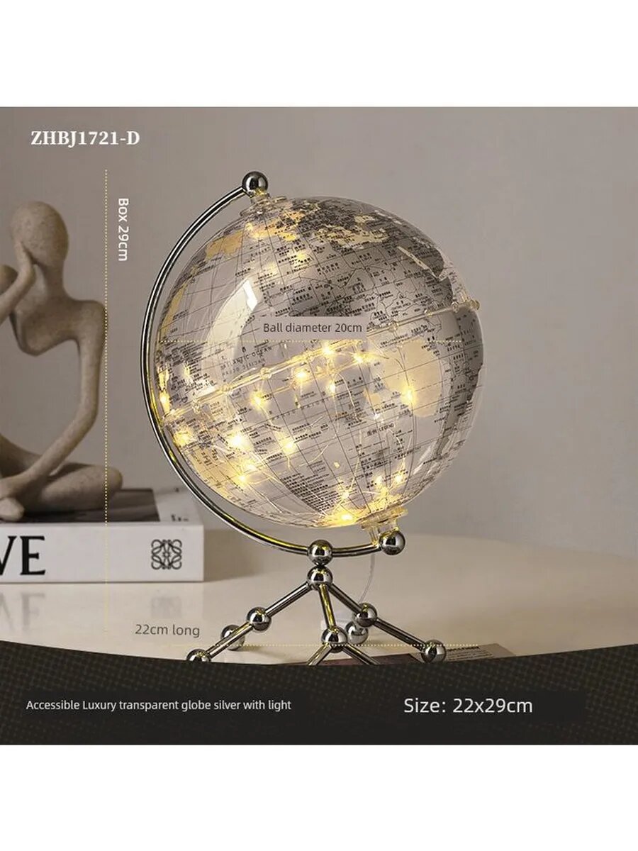 Прозрачный шар - серебро с подсветкой, люкс