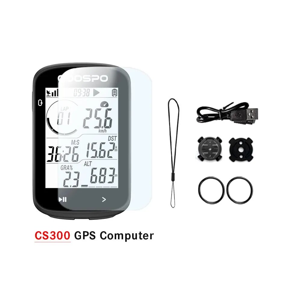 Coospo CS300 Велосипедный компьютер IPX7 Водонепроницаемый GPS 2.6 дюймовый жидкокристаллический дисплей Bluetooth ANT + Велосипедный спидометр