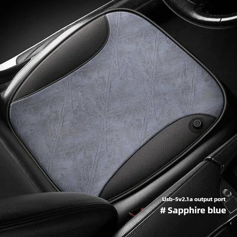 Подушка сиденья с подогревом и питанием от USB, 3-уровневый подогрев и плюшевый чехол, Blue