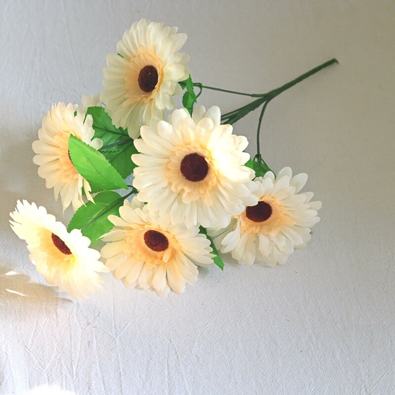 Искусственный цветок 7-головый гербера, искусственный цветок для домашнего декора, букет гербера, свадебный ручной букет искусственных цветов