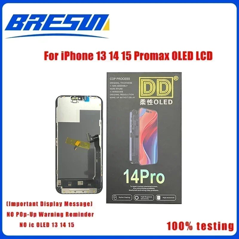 С/без микросхемы, мягкий OLED-сенсорный дигитайзер в сборе для iPhone 15 14 Plus 13 Pro MAX, ЖК-дисплей решает неподлинный всплывающий экран