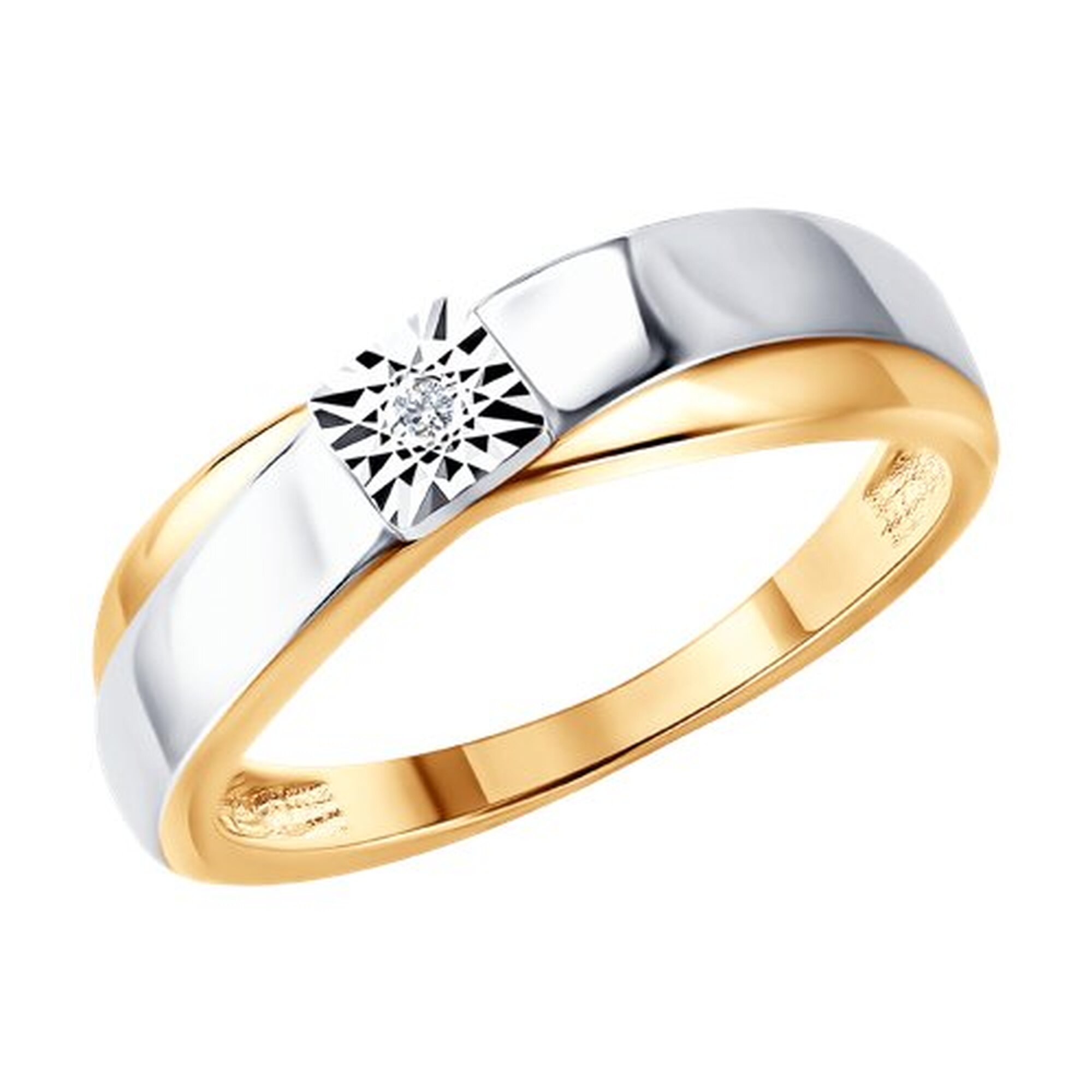 Кольцо, серебро, 925 проба, родирование, бриллиант