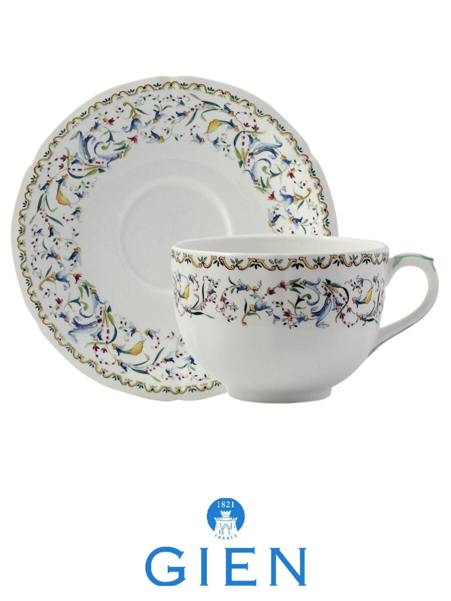 Пара чайная фаянсовая Gien Toscana, 500 мл, глазурь, Франция
