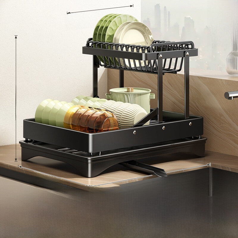 Складной Стеллаж Для Посуда: Компактное Решение Для Маленькой Кухни С Системой Водоотвода - Прочная Конструкция Для Долговечности Многоцелевой Стеллаж Для Хранение Посуда