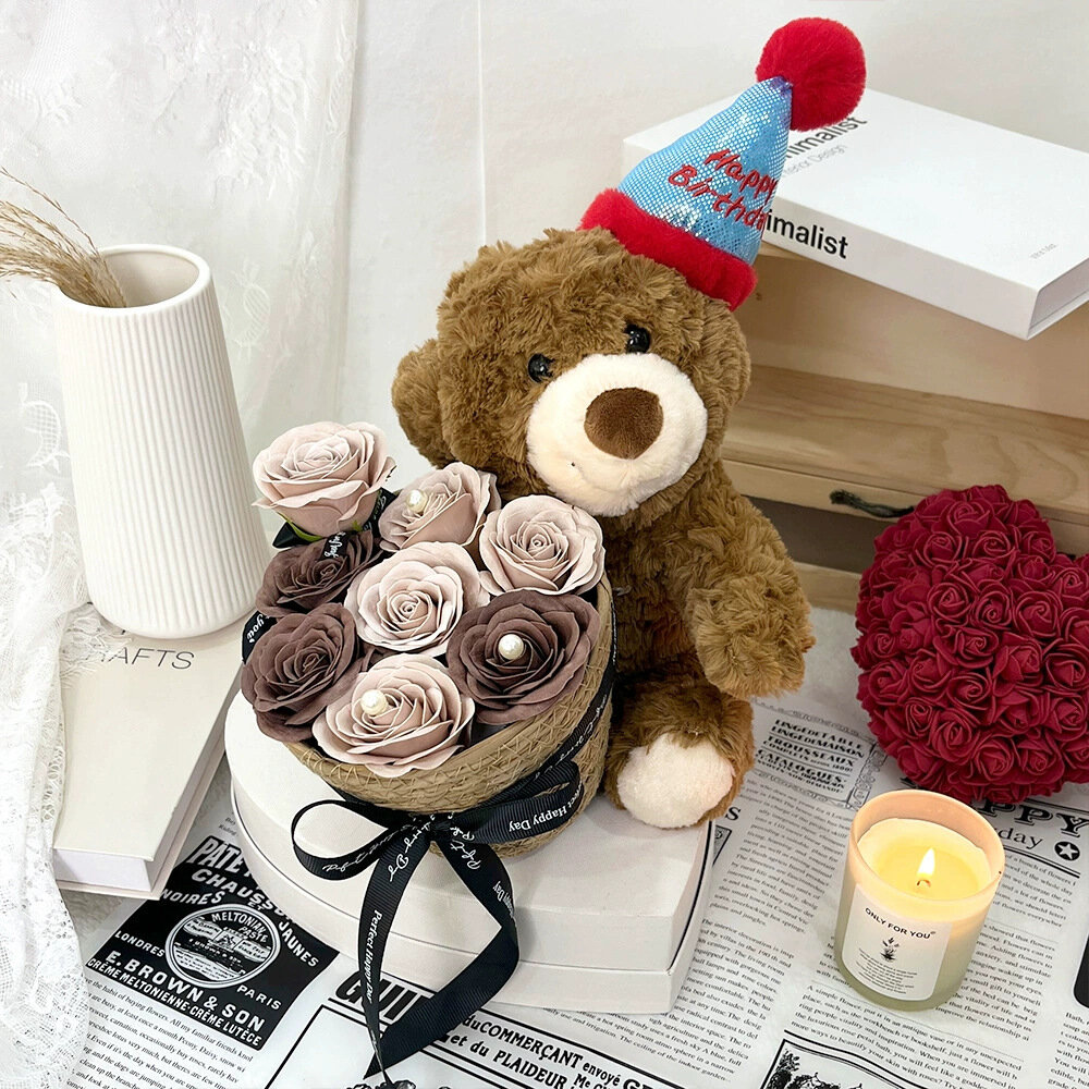 Искусственный плюшевый мишка в форме мишки цвета капучино — отличный подарок на день рождения для девушек, лучших подруг, а также подарок на Международный женский день/День богини.
