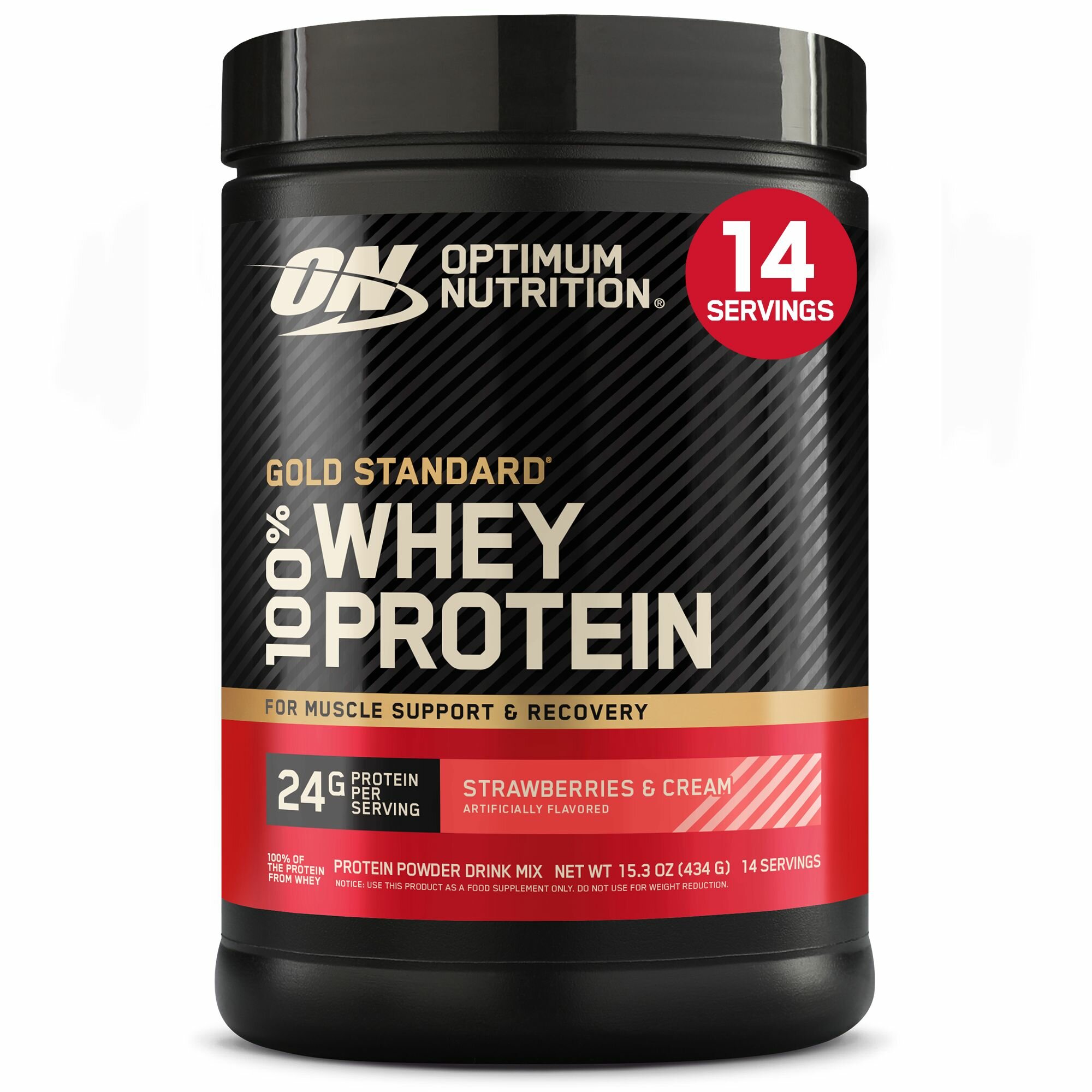 Сывороточный протеин ОН - Голд Стандарт 100% Вей 15,3 унций Клубничный крем / ON - Gold Standard 100% Whey 15,3 oz Strawberries & Cream (0,95lb)