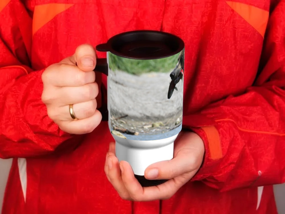 Тремокружка для авто с принтом "Бурый медведь, хищник, дикий зверь" 0.5 л.