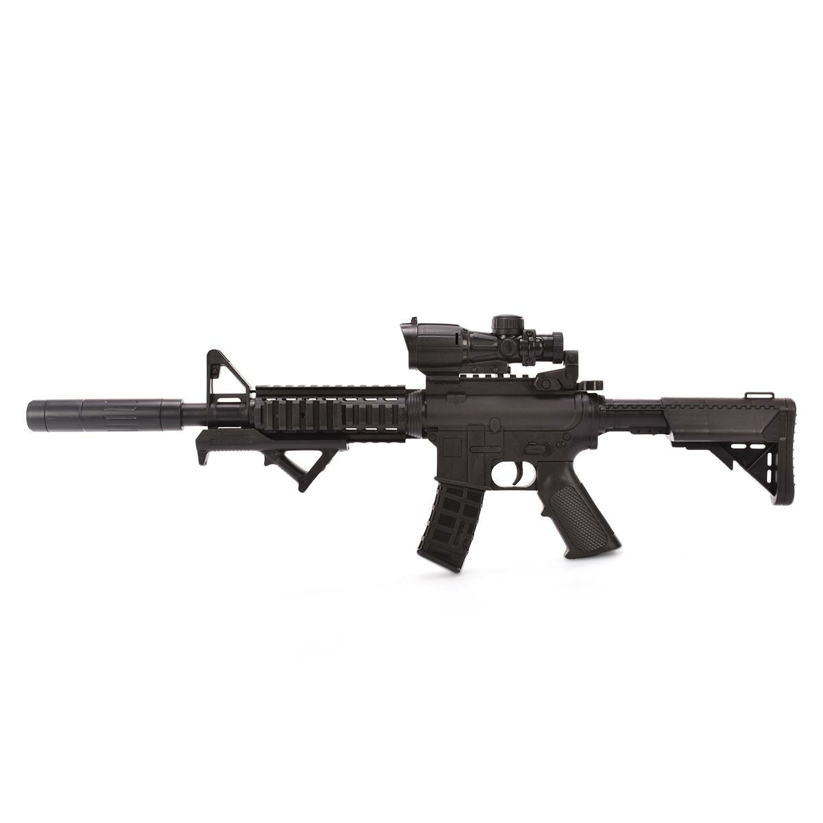 Игрушечный пневматический автомат 58см, черный, с лазерным прицелом, безопасный пластик