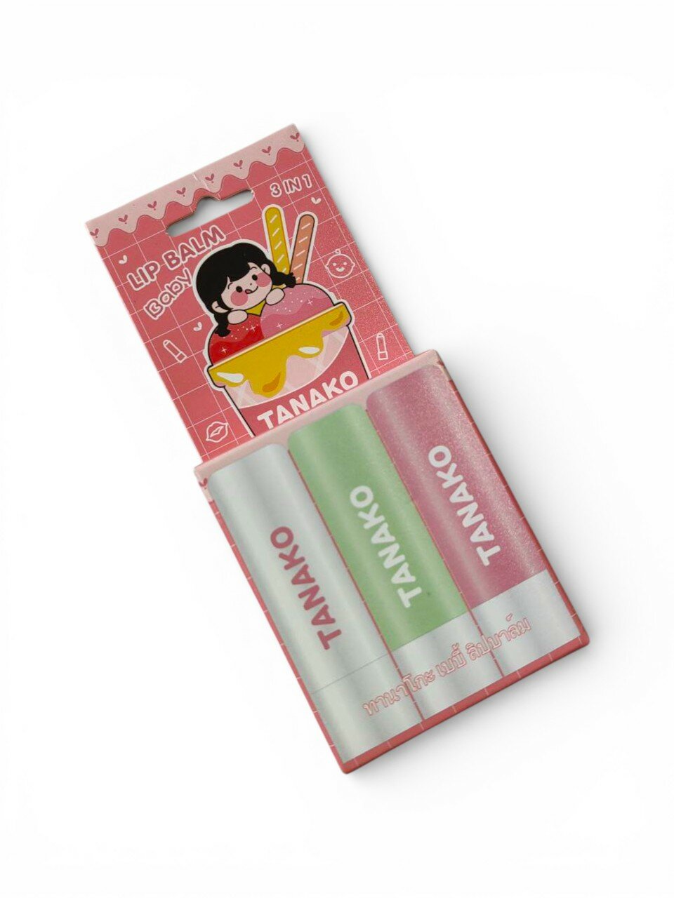 3 IN 1 Lip Balm Baby, TANAKO (Увлажняющий бальзам для губ 3 В 1), 3 шт. по 3,8 г.