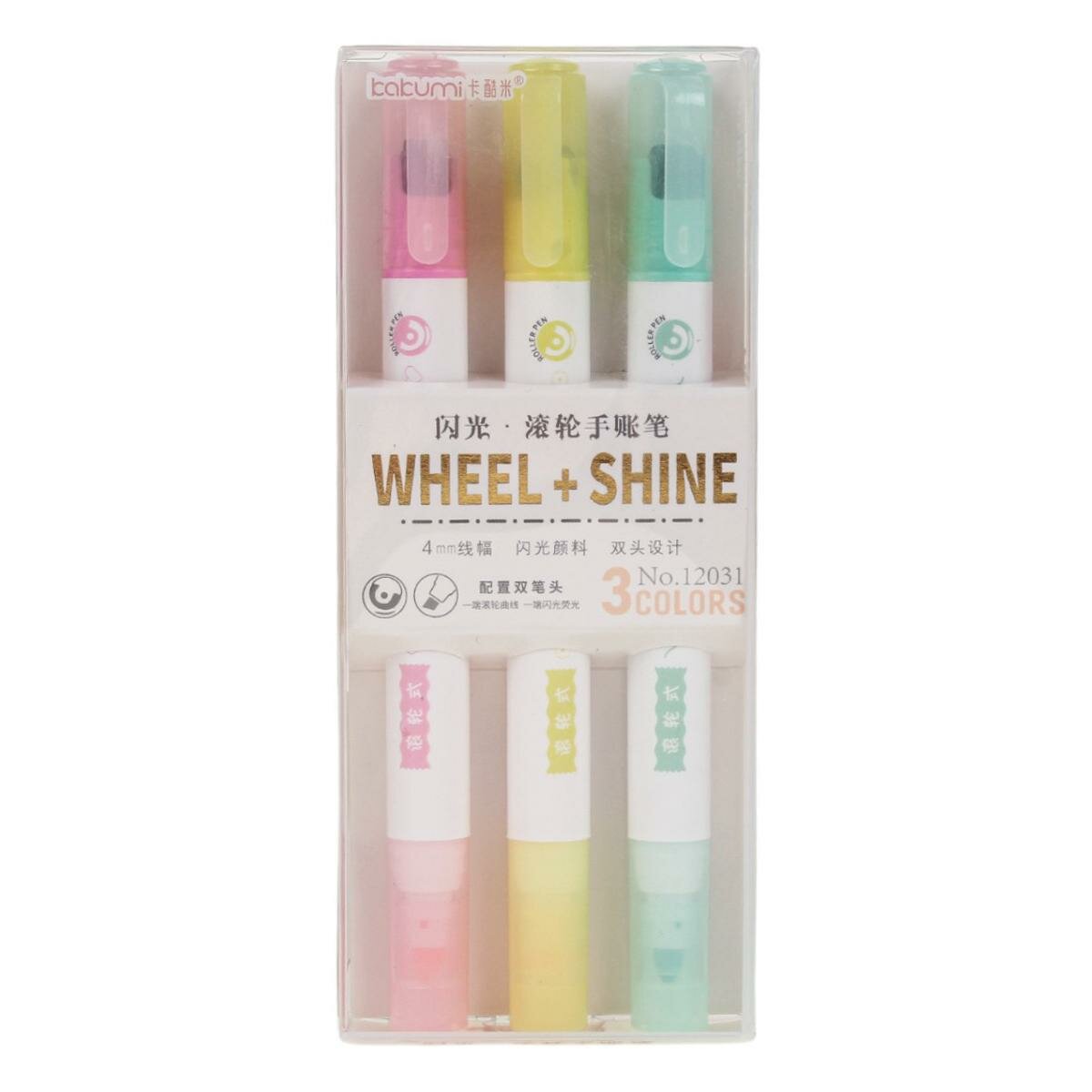 Набор текстовыделителей 'Pastel' 3 шт, двусторонние с блестками, 15.5*1см