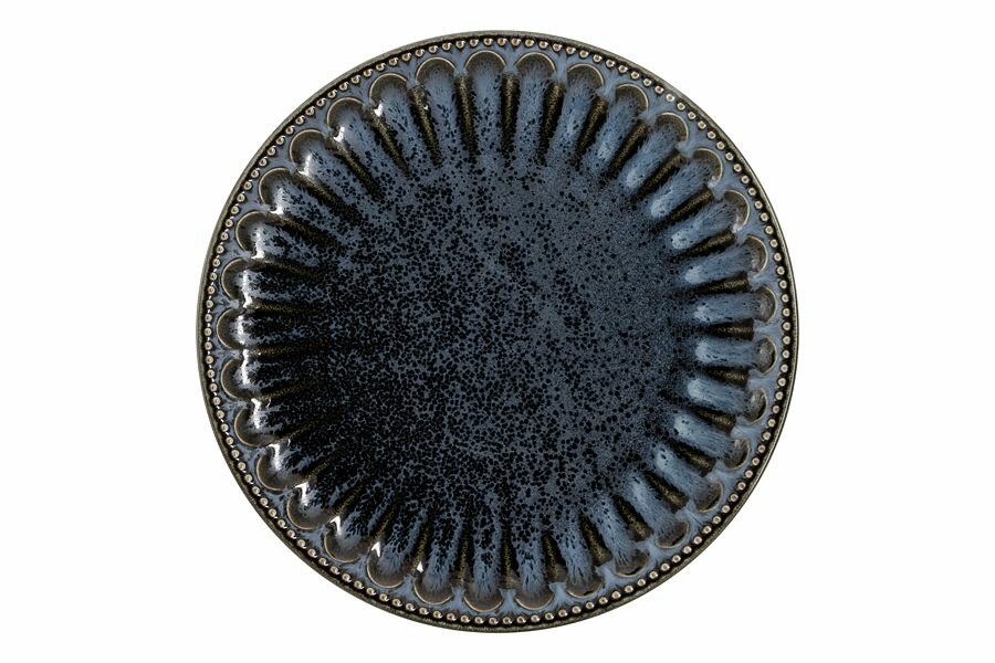 Тарелка сервировочная обеденная 26 см Home & Style Black Kitchen, фарфор, столовые мелкая, закусочная, 1 шт